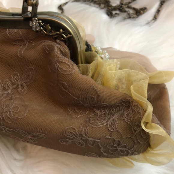 Bags | Vintage Inspired Top Handle Ruffle Purse | Poshmark